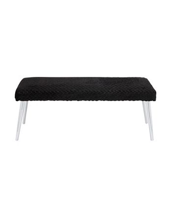 INSPIRED HOME Lamonte Faux Fur Leaf Textured Bench with Metal Legs - Macy's