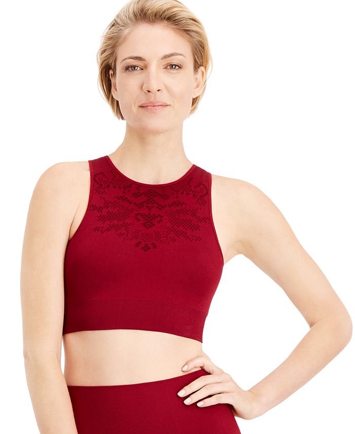 Ideology Seamless Perforated Mid-Impact Sports Bra, Created for Macy's ...