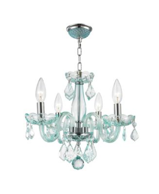 Worldwide Lighting Clarion 4-Light Chrome Finish and Coral Crystal ...