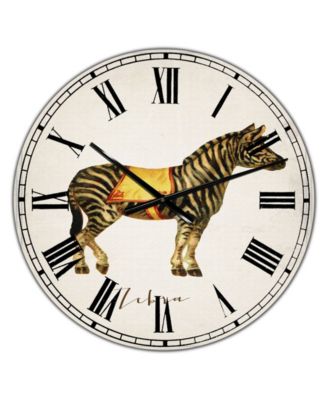 Designart Circus Animals Zebra Large Cottage Wall Clock - 36" x 28" x 1 ...
