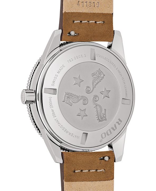 Rado Men's Swiss Automatic Captain Cook Tradition Brown Leather Strap ...