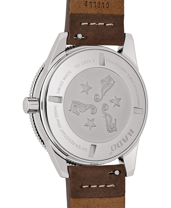 Rado Men's Swiss Automatic Tradition Brown Leather Strap Watch 42mm ...