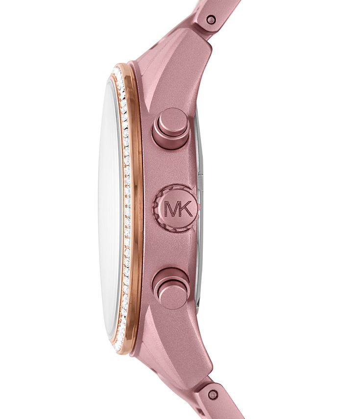 Michael Kors Women's Chronograph Ritz Pink Aluminum Bracelet Watch 37mm ...