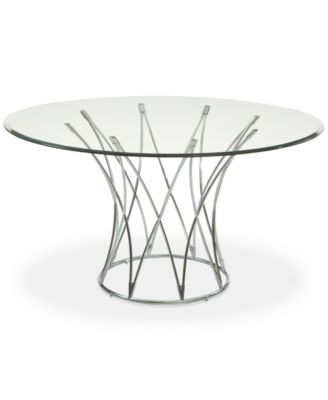 Mercer 54" Glass Top Round Dining Table - Macy's