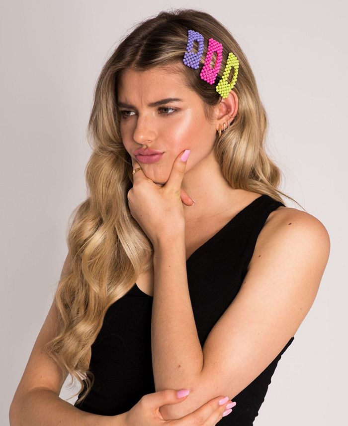Soho Style Beaded Neon Hair Clip 3 Piece Set - Macy's