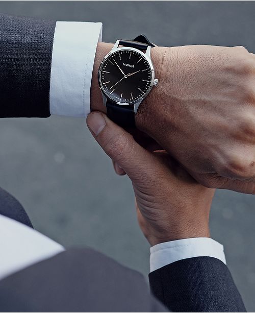 MVMT Men's 40 Series Black Leather Strap Watch 40mm & Reviews - Watches ...