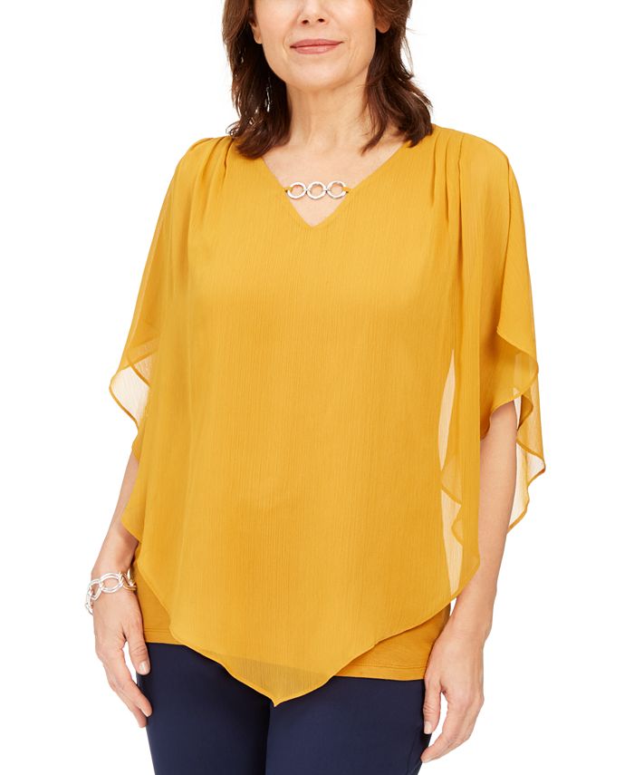 JM Collection Asymmetrical Chiffon Top, Created For Macy's - Macy's