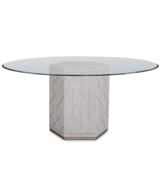 Perrine 60" Glass Top Round Dining Table - Macy's