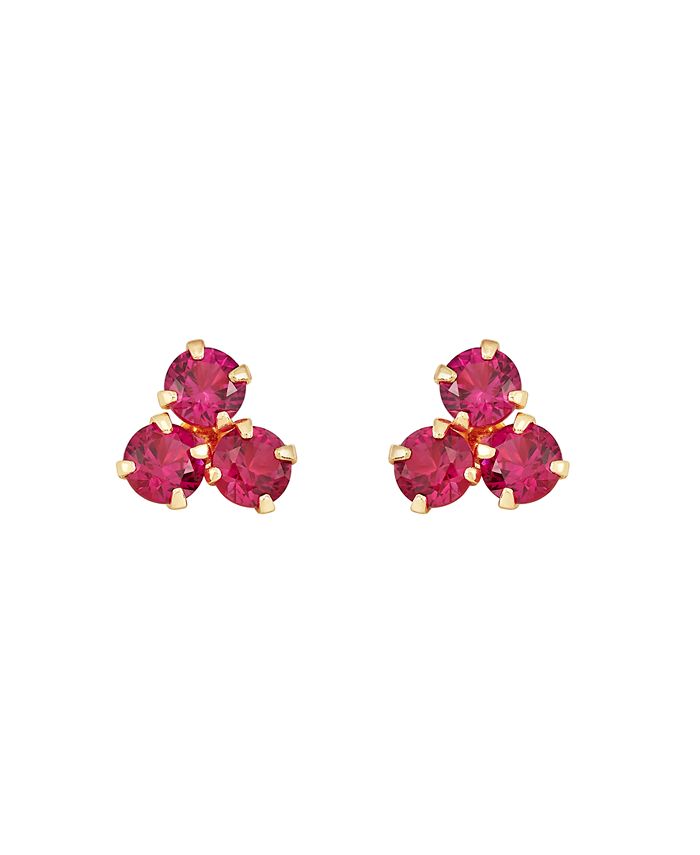 Macy's Ruby (3/4 ct. t.w.) Button Stud in 10k Yellow Gold - Macy's