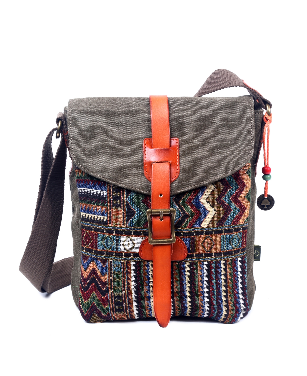 Click here for Tsd Brand Four Season Canvas Crossbody Bag - Olive prices