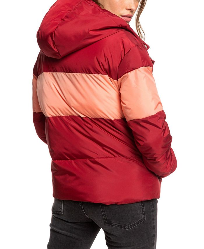 Roxy Juniors' Out Of Focus Colorblocked Hooded Puffer Jacket - Macy's
