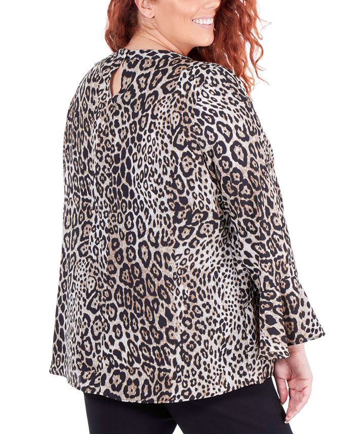 NY Collection Plus Size Animal Print Top - Macy's