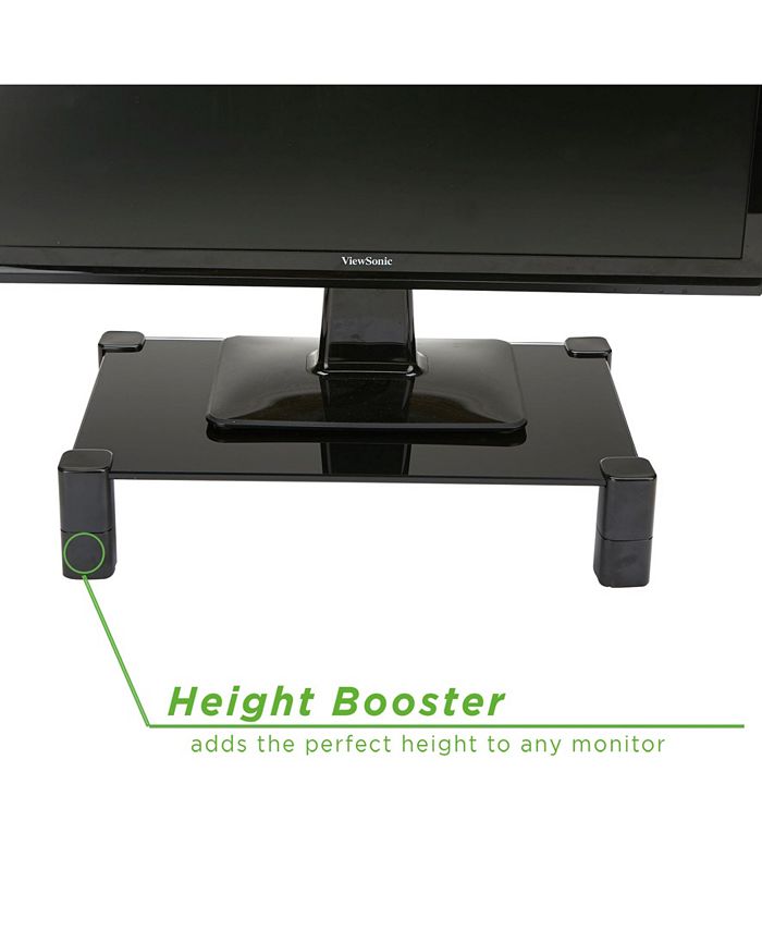 Mind Reader 4 Leg Black Glass Monitor Stand Riser for Computer, Laptop ...