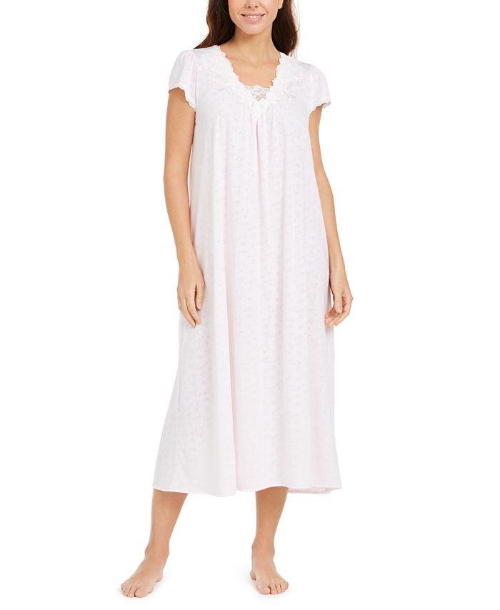 Miss Elaine Jacquard Knit Long Nightgown - Macy's