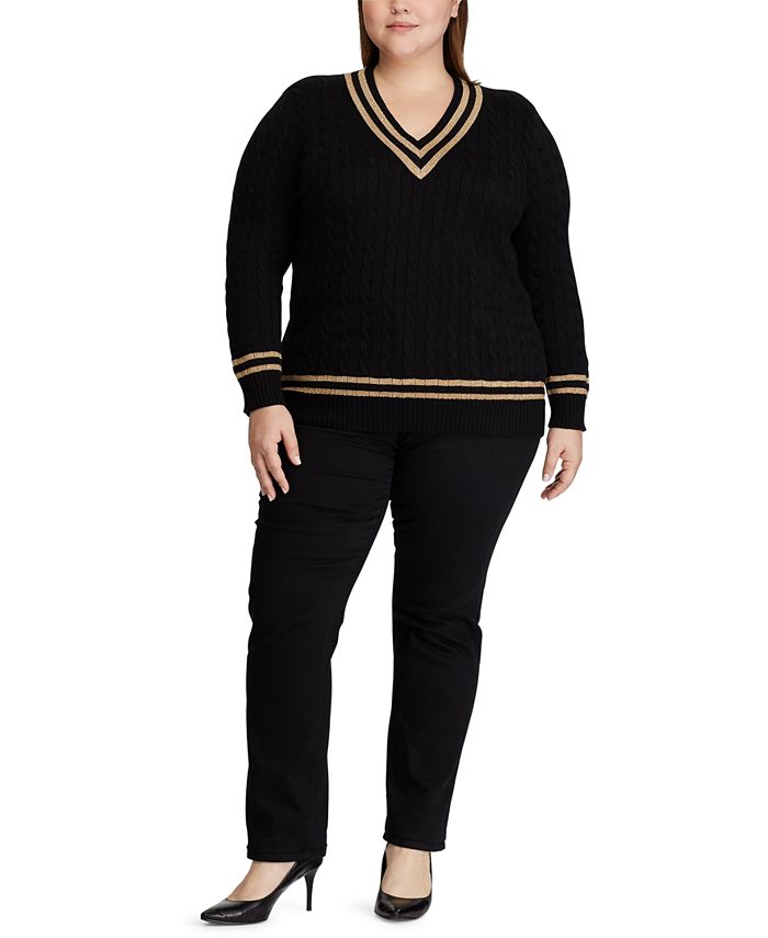 Lauren Ralph Lauren Plus Size Metallic Cricket Sweater - Macy's