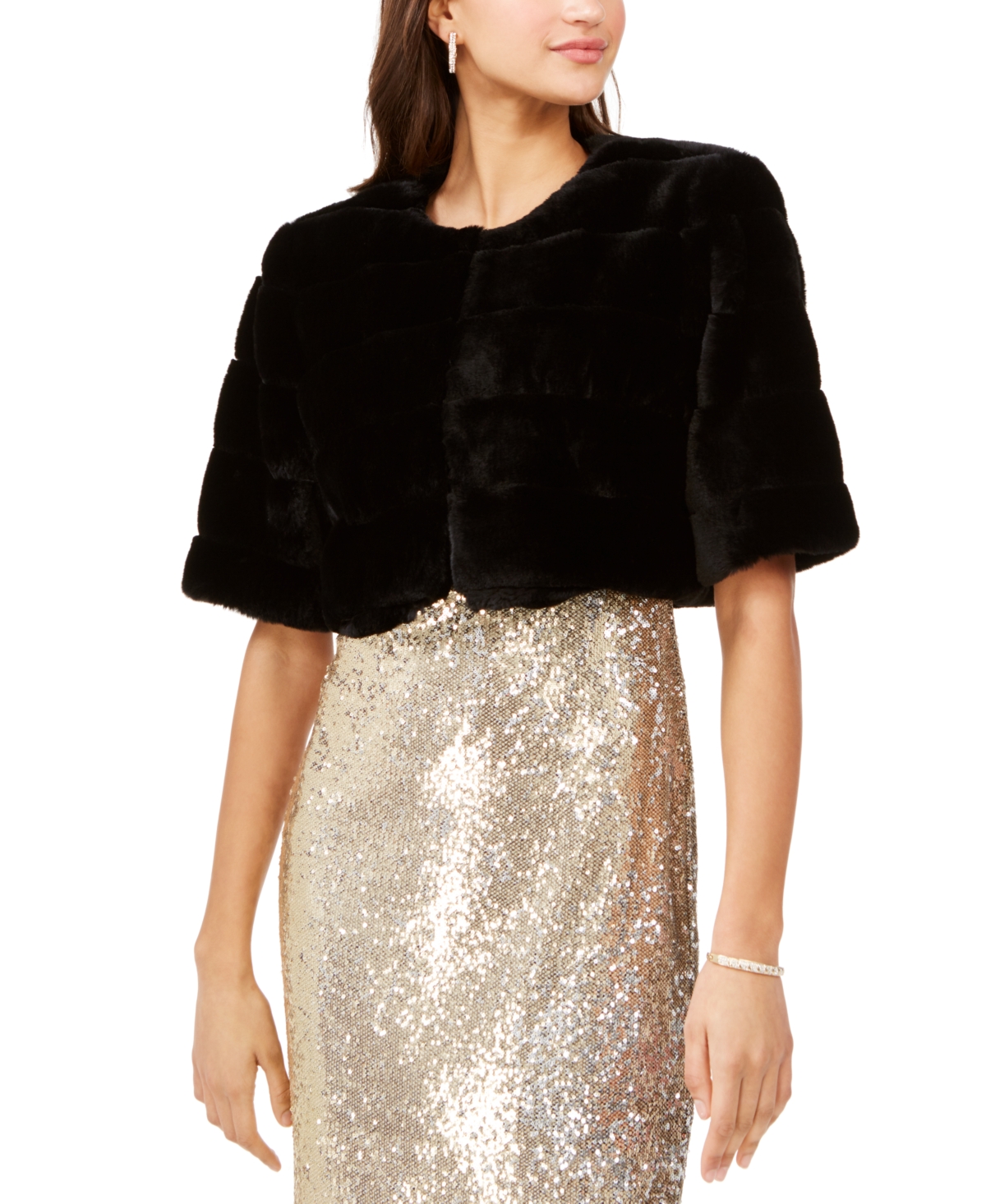 Click here for Eliza J Black Faux-Fur Jacket - BLACK prices