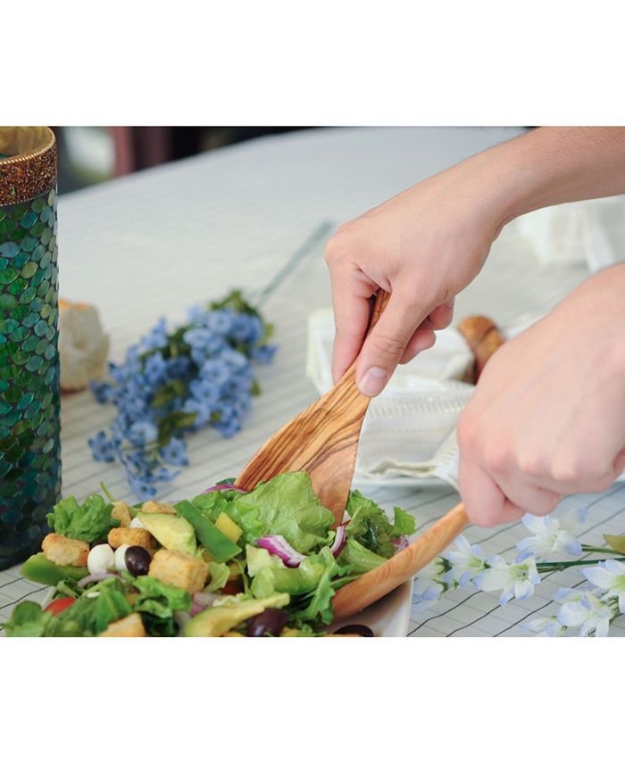 BeldiNest Olive Wood Salad Server Curved Wooden Spoon and Spork - Macy's