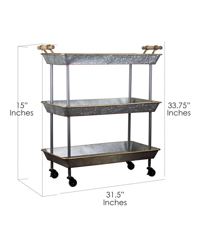 Crystal Art Gallery American Art Decor 3-Shelf Galvanized Rolling Cart ...