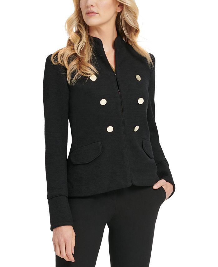 DKNY Stand-Collar Double-Breasted Military Jacket - Macy's