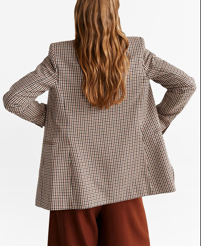 MANGO Check Structured Blazer - Macy's