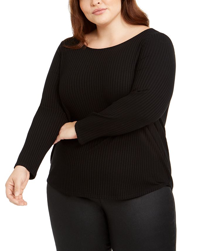 Eileen Fisher Plus Size Ballet-Neck Top - Macy's