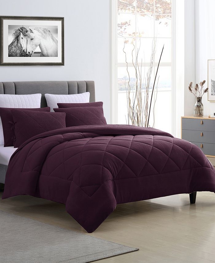 Cathay Home Inc. Fleece and Microfiber Reversible Full/Queen Comforter ...