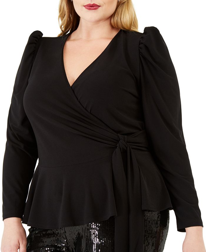 INC International Concepts INC Plus Size Puff-Shoulder Wrap Top ...