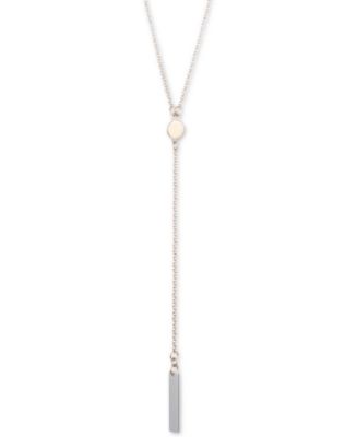 DKNY Two-Tone Disc & Bar Lariat Necklace, 18" + 3" extender - Macy's