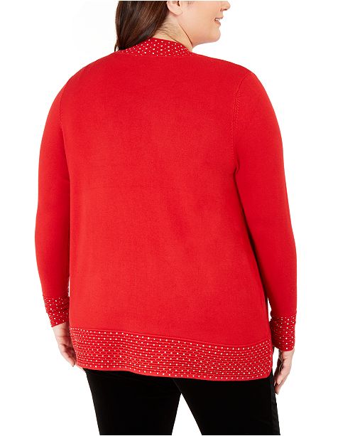 Belldini Plus Size Embellished Open Front Cardigan And Reviews Sweaters Plus Sizes Macys