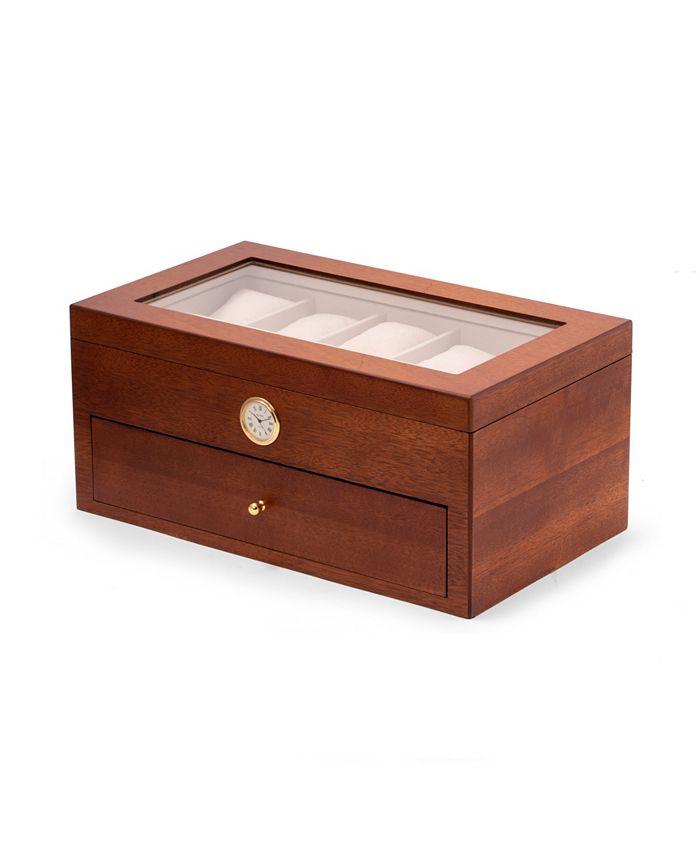 Bey-Berk 20 Watch Box with Quartz Movement Clock - Macy's