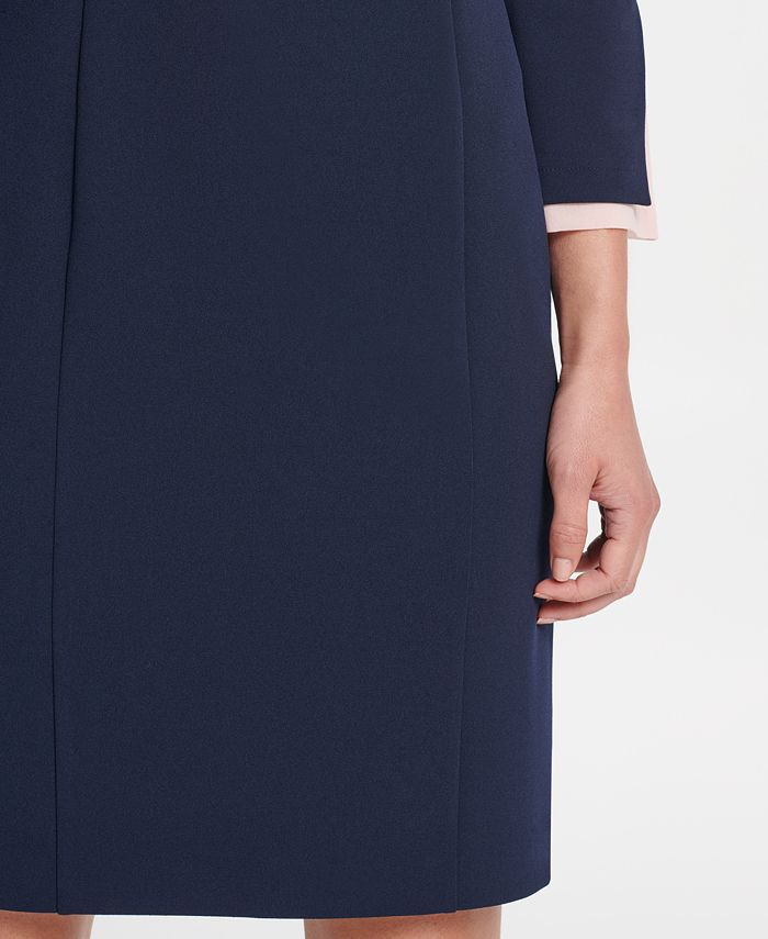 DKNY Chiffon Peek-a-boo Cuff Sheath Dress - Macy's