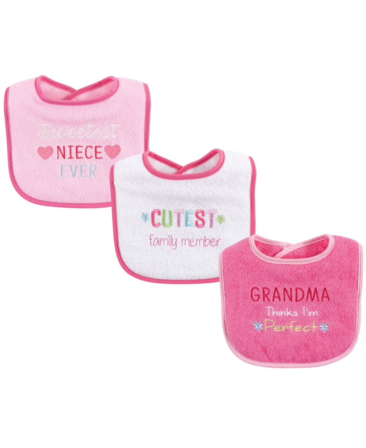 Click here for Luvable Friends Girls 3Pk Bibs - Pink/Multi prices
