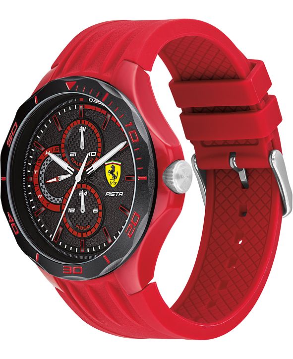 Ferrari Men's Pista Red Silicone Strap Watch 44mm & Reviews - All Fine ...
