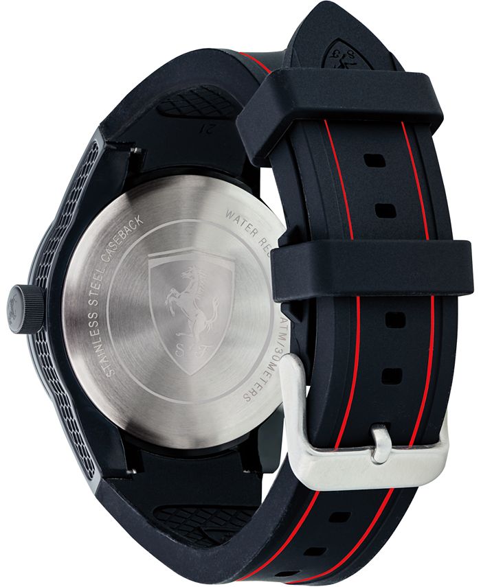 Ferrari Men's Red Rev Black Silicone Strap Watch 44mm - Macy's