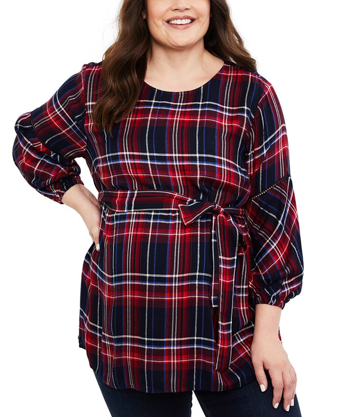 Motherhood Maternity Plus Size Plaid Blouse - Macy's