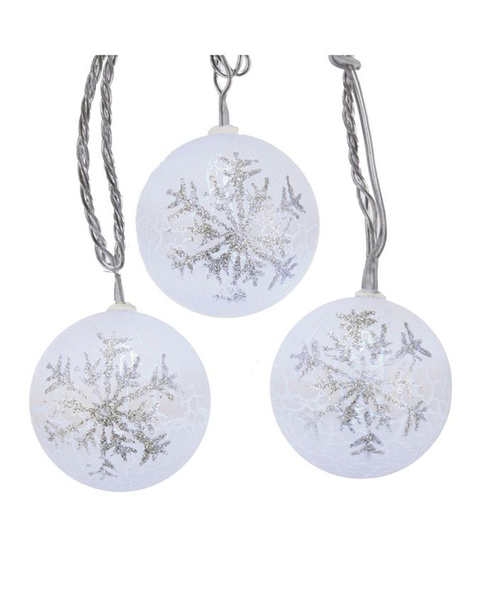 Kurt Adler 10-Light Glitter LED Snowflake Ball Light Set - Macy's
