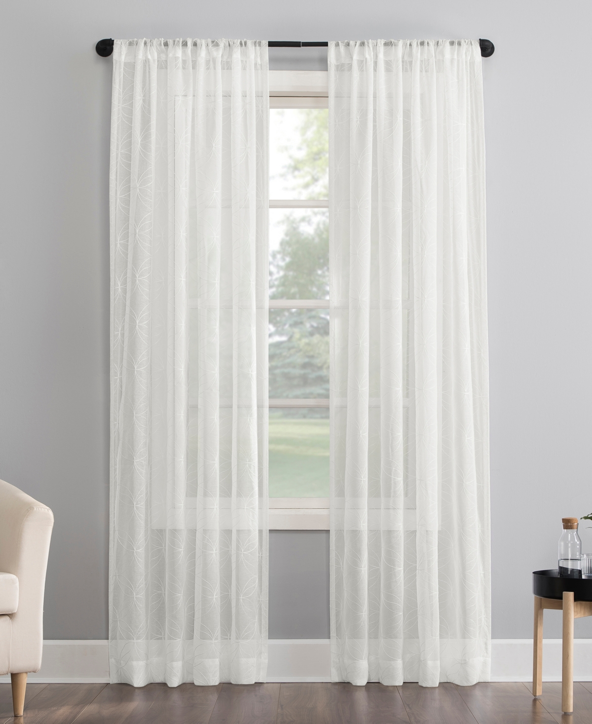 Click here for Tamaryn Embroidered Trellis Sheer Rod Pocket Curta... prices