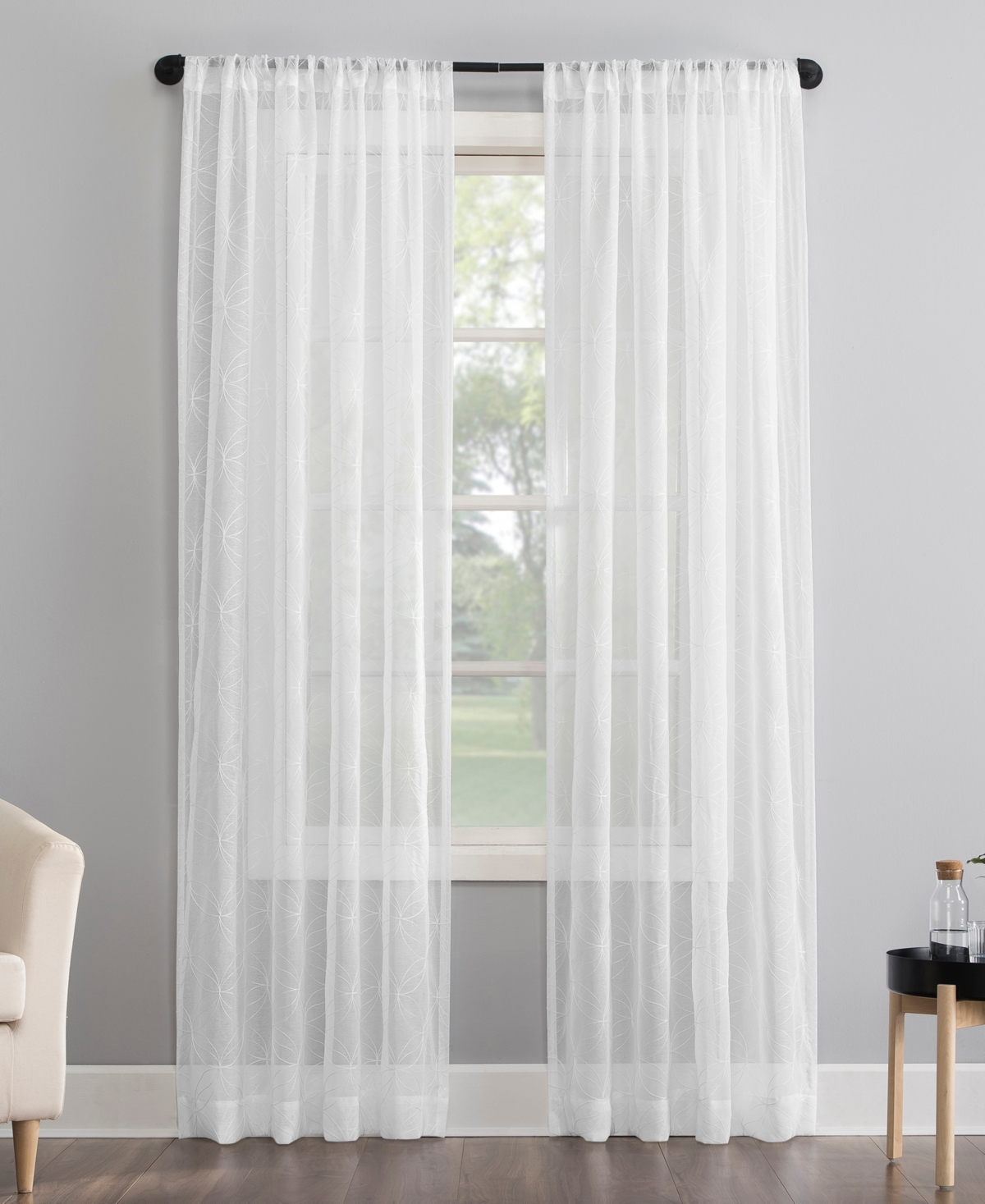 Click here for Tamaryn Embroidered Trellis Sheer Rod Pocket Curta... prices