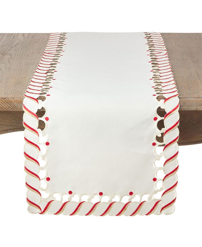 Saro Lifestyle Candy Cane Design Christmas Holiday Table Runner - Macy's