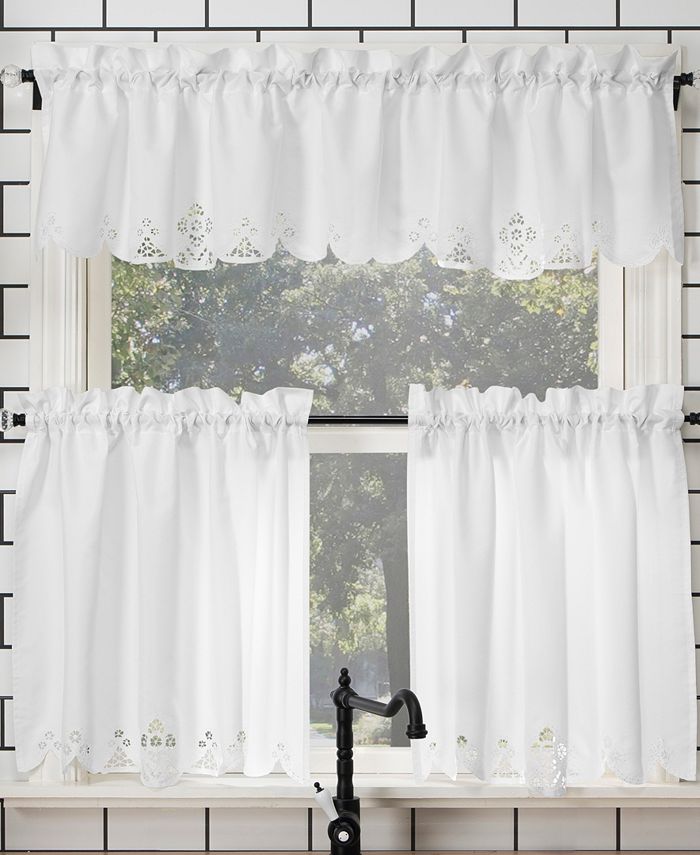No. 918 Mariela 58" x 24" Battenburg Lace Trim Valance and Tiers Set ...