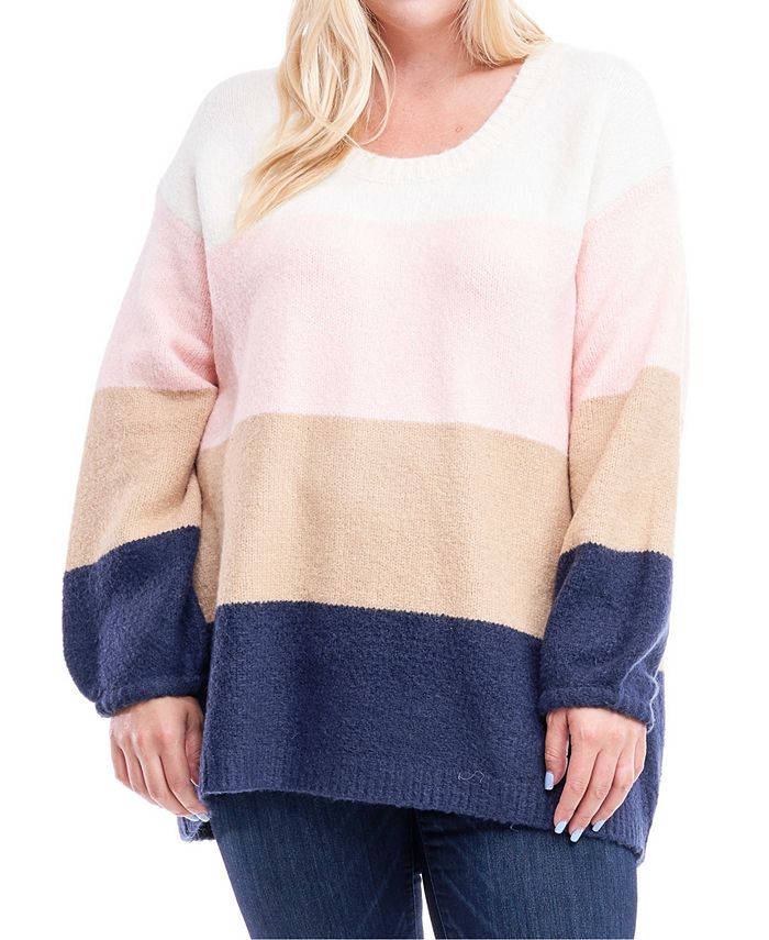 Fever Plus Size Multicolored Colorblocked Sweater - Macy's
