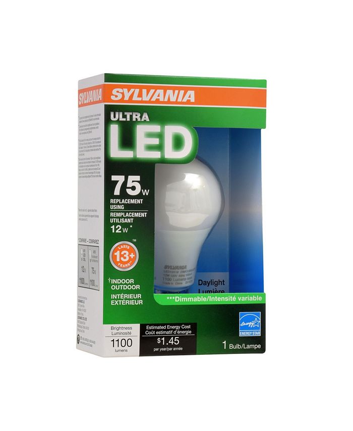 Sylvania Ultra 75W Equivalent 12W Efficient A19 Dimmable LED Bulb ...