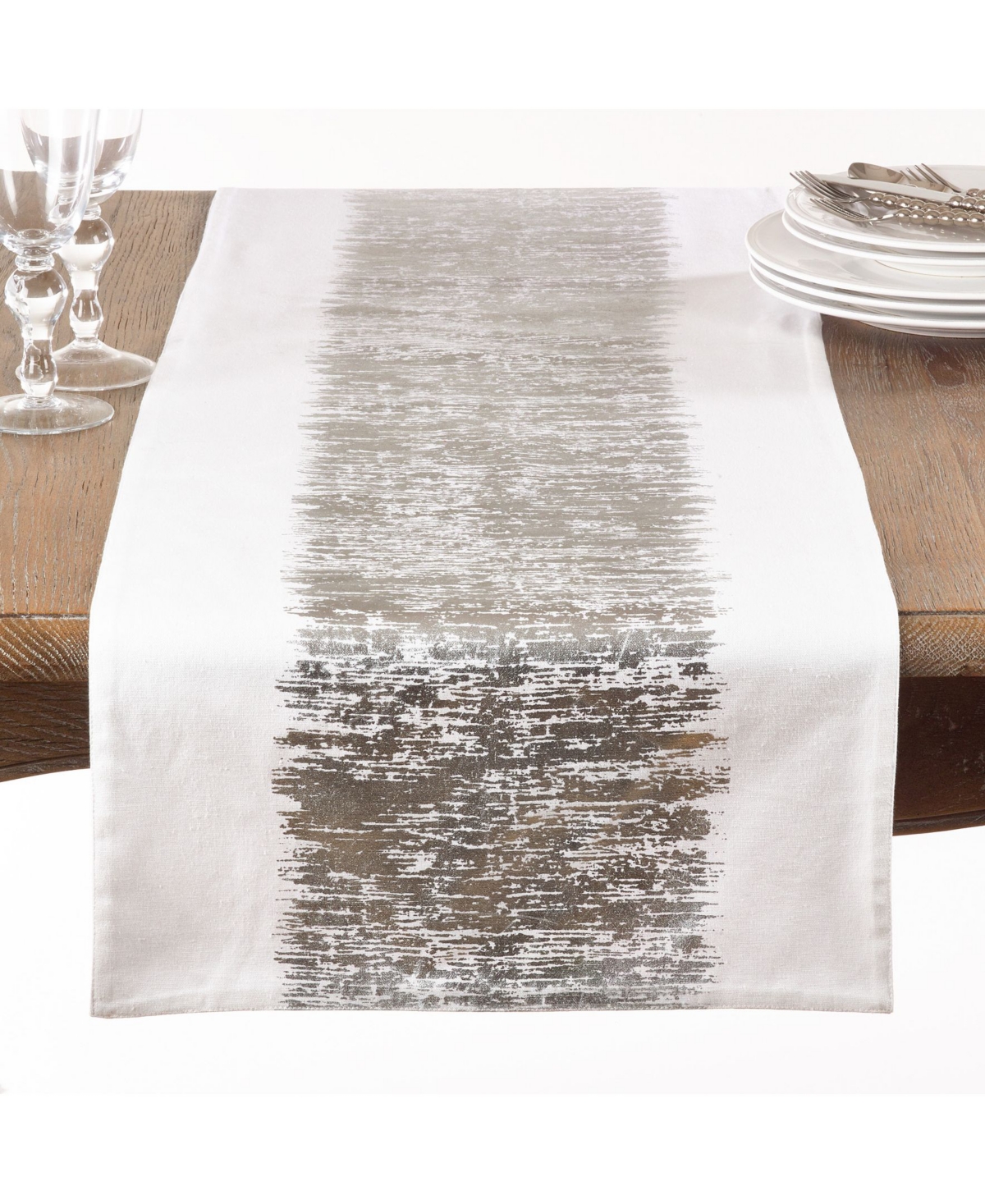 Click here for Saro Lifestyle Banded Design Runner 72-Inch - Silv... prices