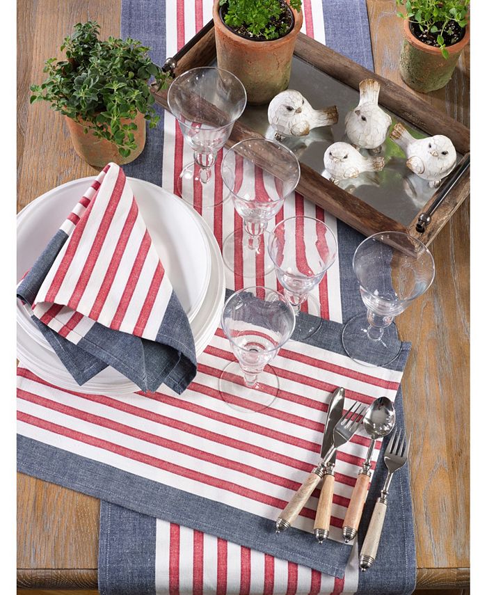Saro Lifestyle American Flag Usa Red White Blue Stripe Cotton Table ...