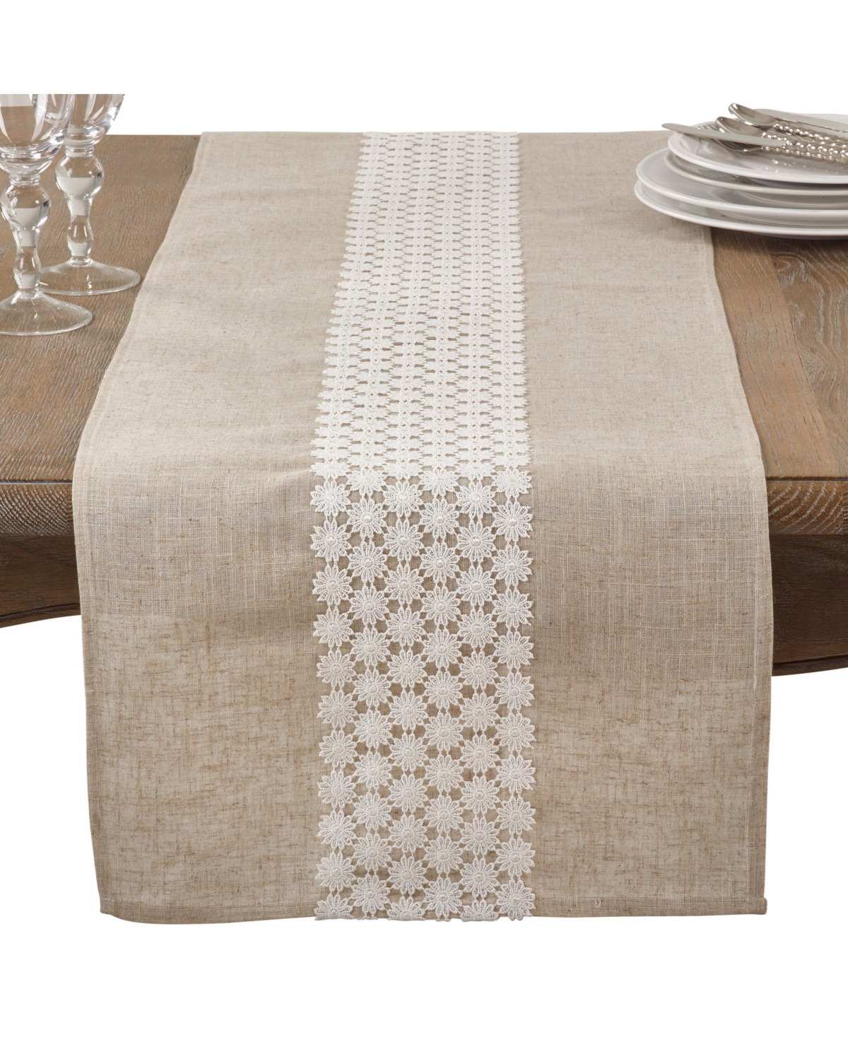 Click here for Saro Lifestyle Daisy Lace Design Country Linen Ble... prices