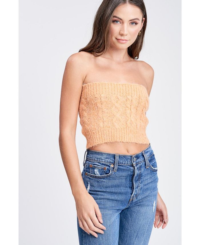 Emory Park Cable Knit Sweater Cropped Tube Top - Macy's