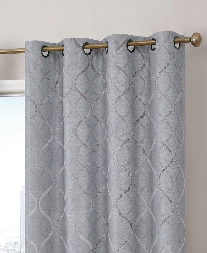 HLC.me Obscura Mackay Lattice Flocked 100% Blackout Grommet Curtain Panels - Set of 2 - Macy's