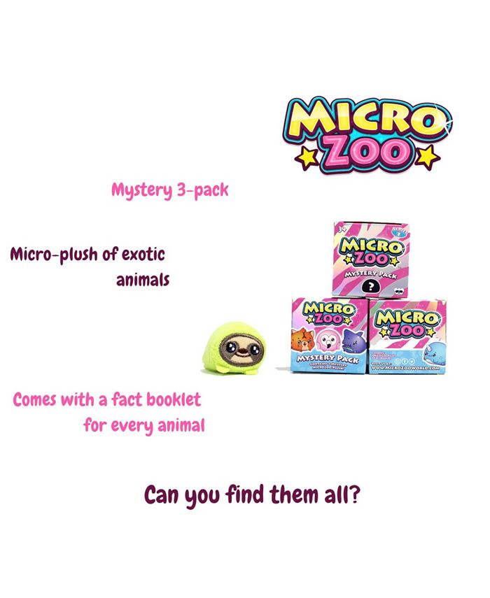 MicroZoo Micro Zoo - 3 Pack, Small Plush Collectible Stuffed Animals ...