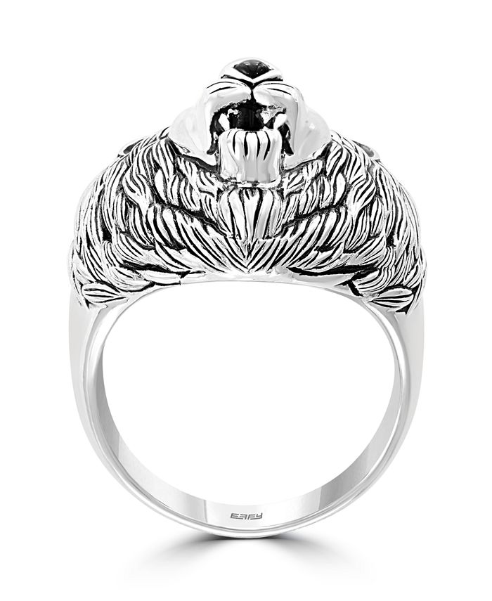 EFFY Collection EFFY® Men's Ruby and Onyx Lion Ring in Sterling Silver ...