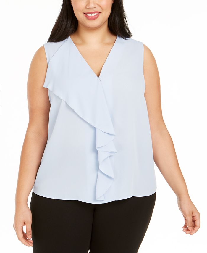 Calvin Klein Plus Size Ruffled Blouse - Macy's